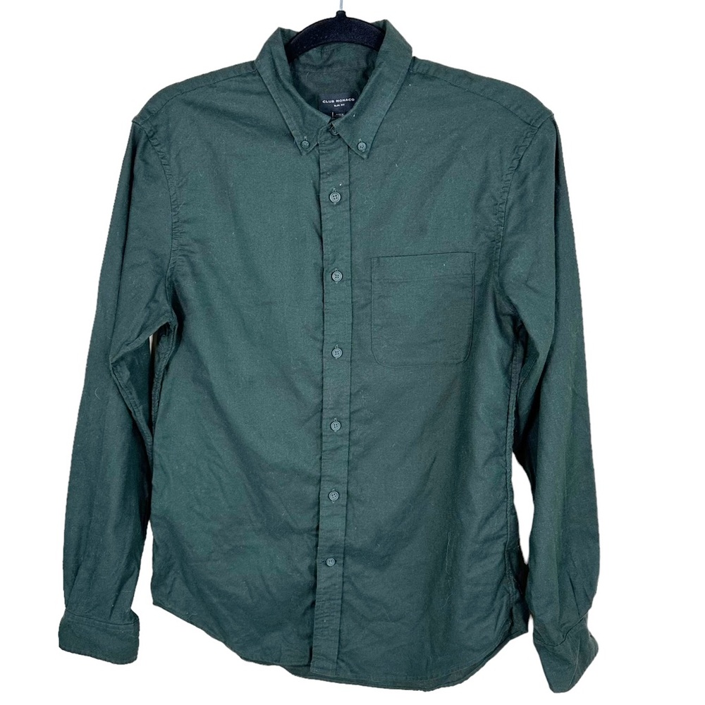 Club Monaco Dark Green Slim Fit Button Down Shirt - Gem